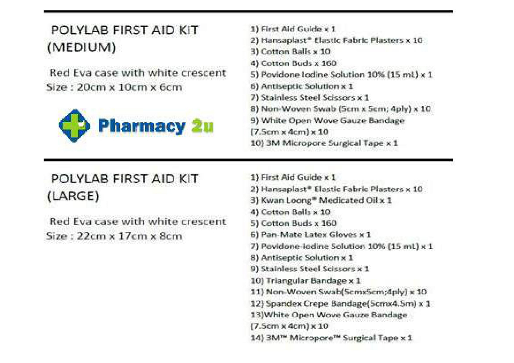 POLYLAB FIRST AID KIT SIZED MEDIUM/ LARGE EQUIPPED | Shopee Malaysia