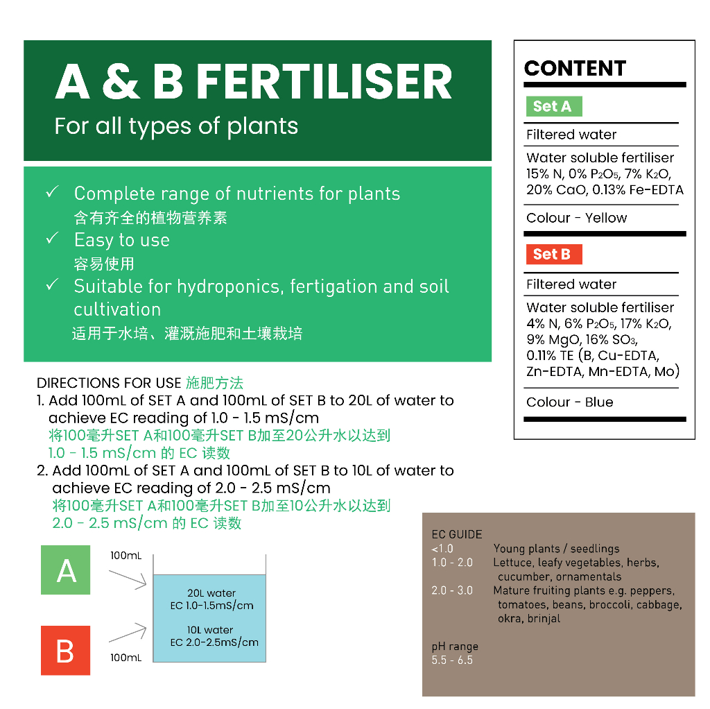 [1L x 2] Baja AB (pekat) untuk semua tanaman / A&B Fertiliser for all ...