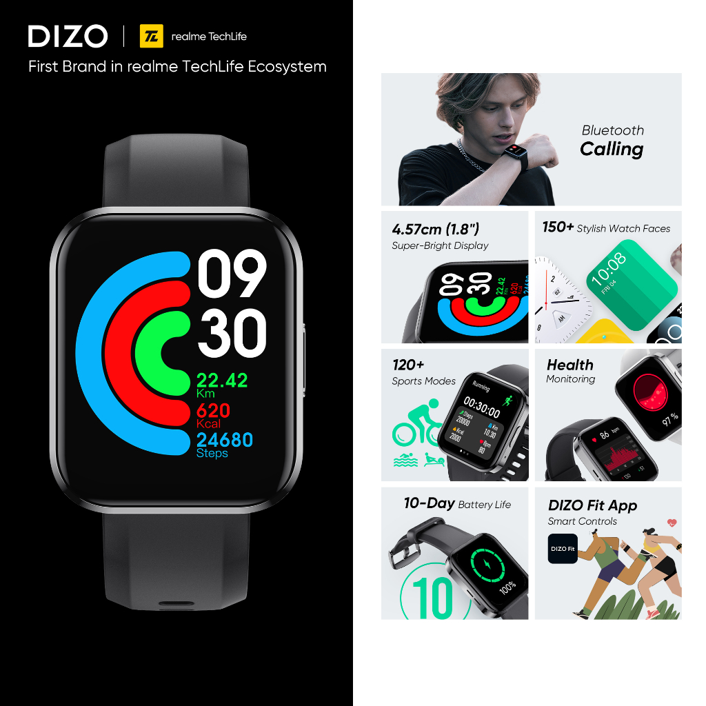 [Official Store] DIZO Watch D Talk Bluetooth Calling watch 1.8''Big ...