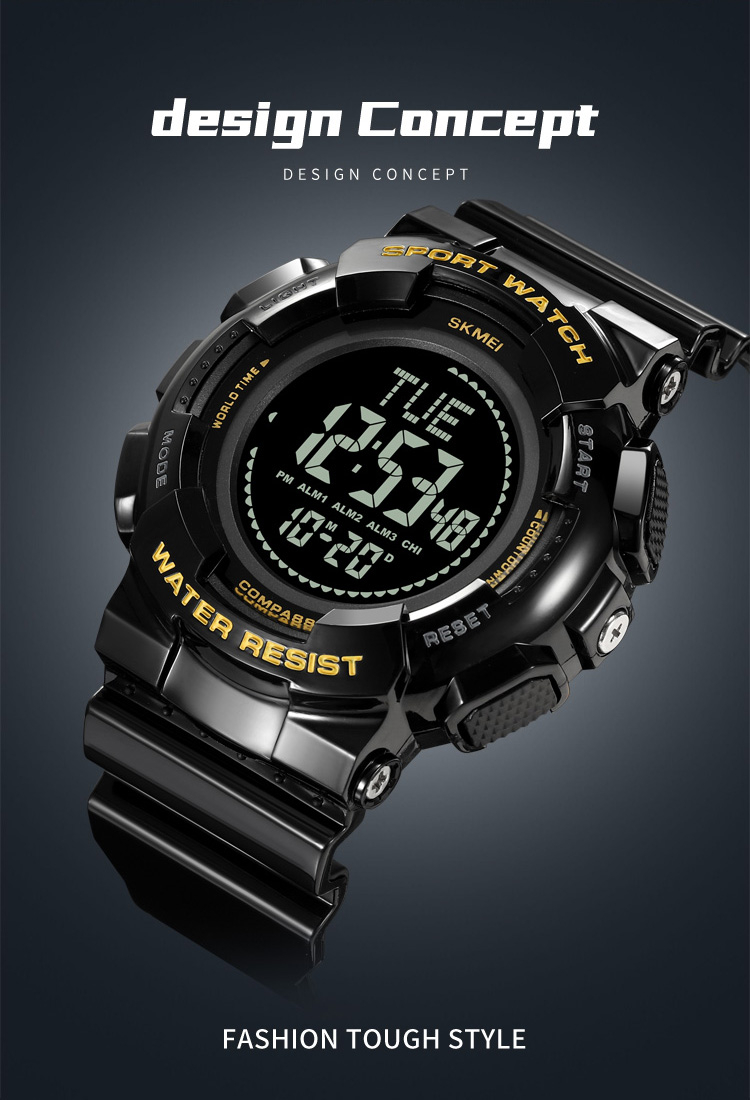 SKMEI 2077 Top Brands Compass Men Waterproof Watches World Time Digital ...