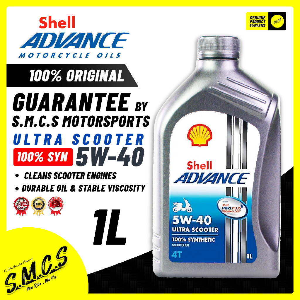 SHELL 5W40 Advance Ultra Scooter (100% ORIGINAL) 4T 100% SYNTHETIC ...