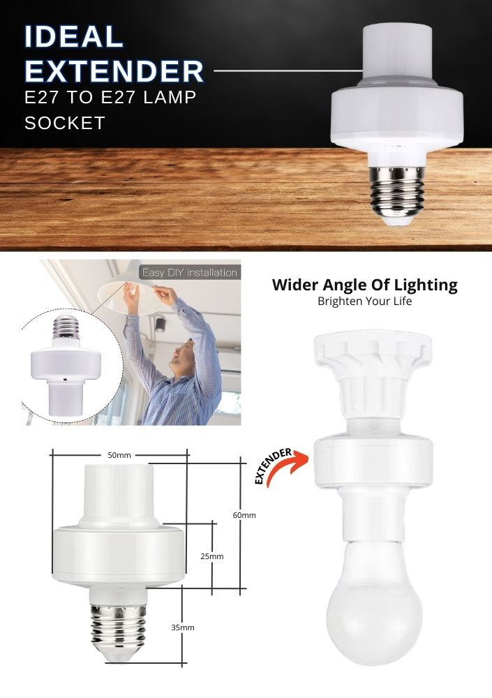 E27 TO E27 Extender Lamp Bases Lengthen Lamp Base Converter Light Base ...