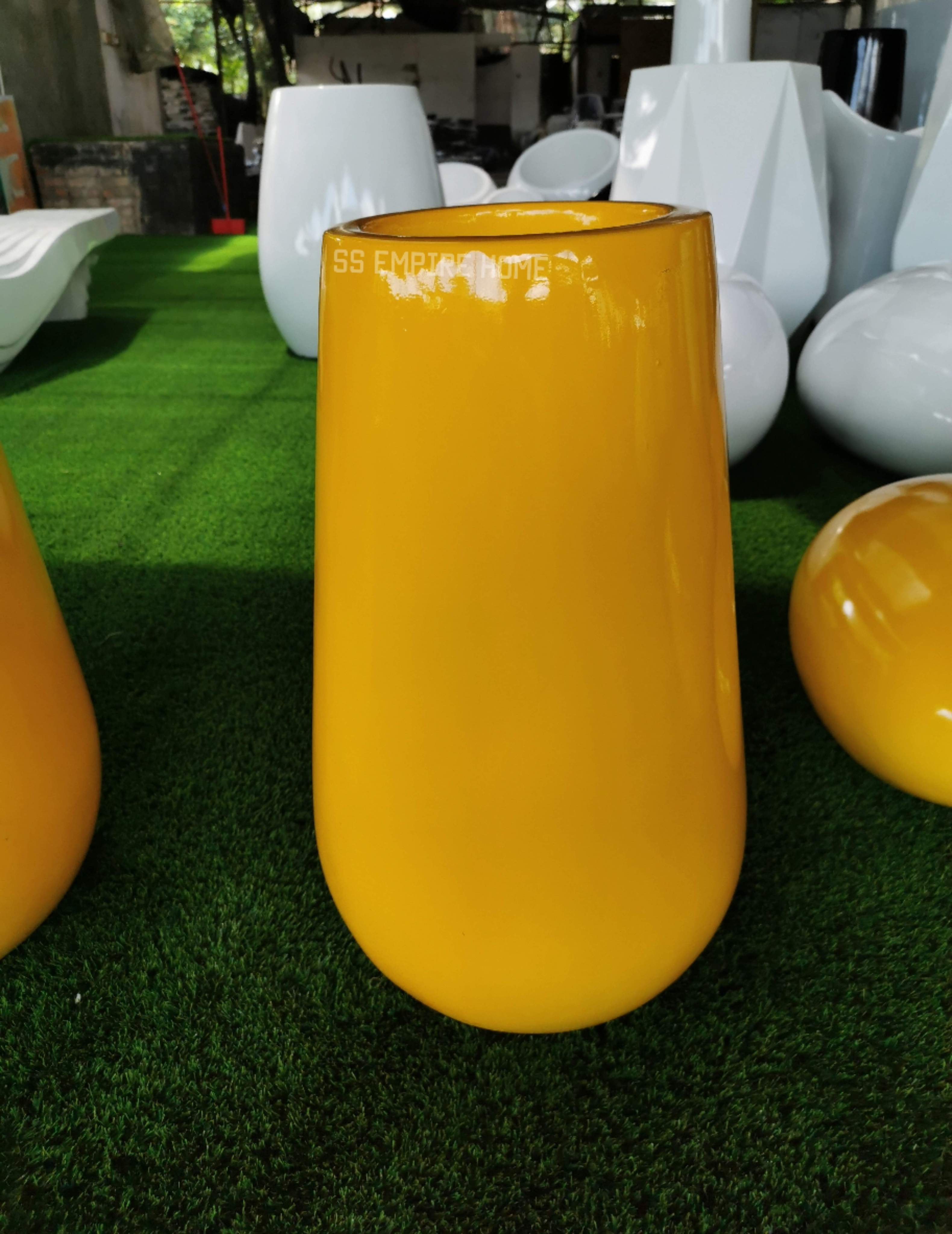 REX FP33 Yellow Fiberglass Tall Flower Pot Pasu Bunga Tinggi Garden ...