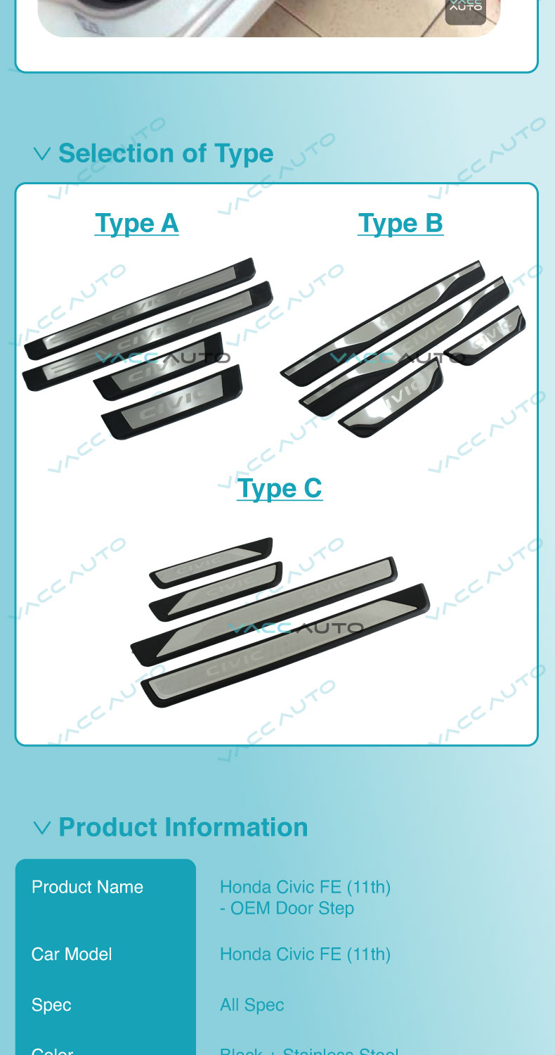 Honda Civic FE 11th OEM Door Step/Scuff Plate Door Scuff Sill Cover ...