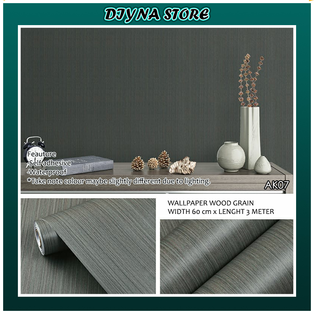 Wallpaper PVC 60cm x 3M Wood Grain self adhesive Wallpaper corak kayu ...
