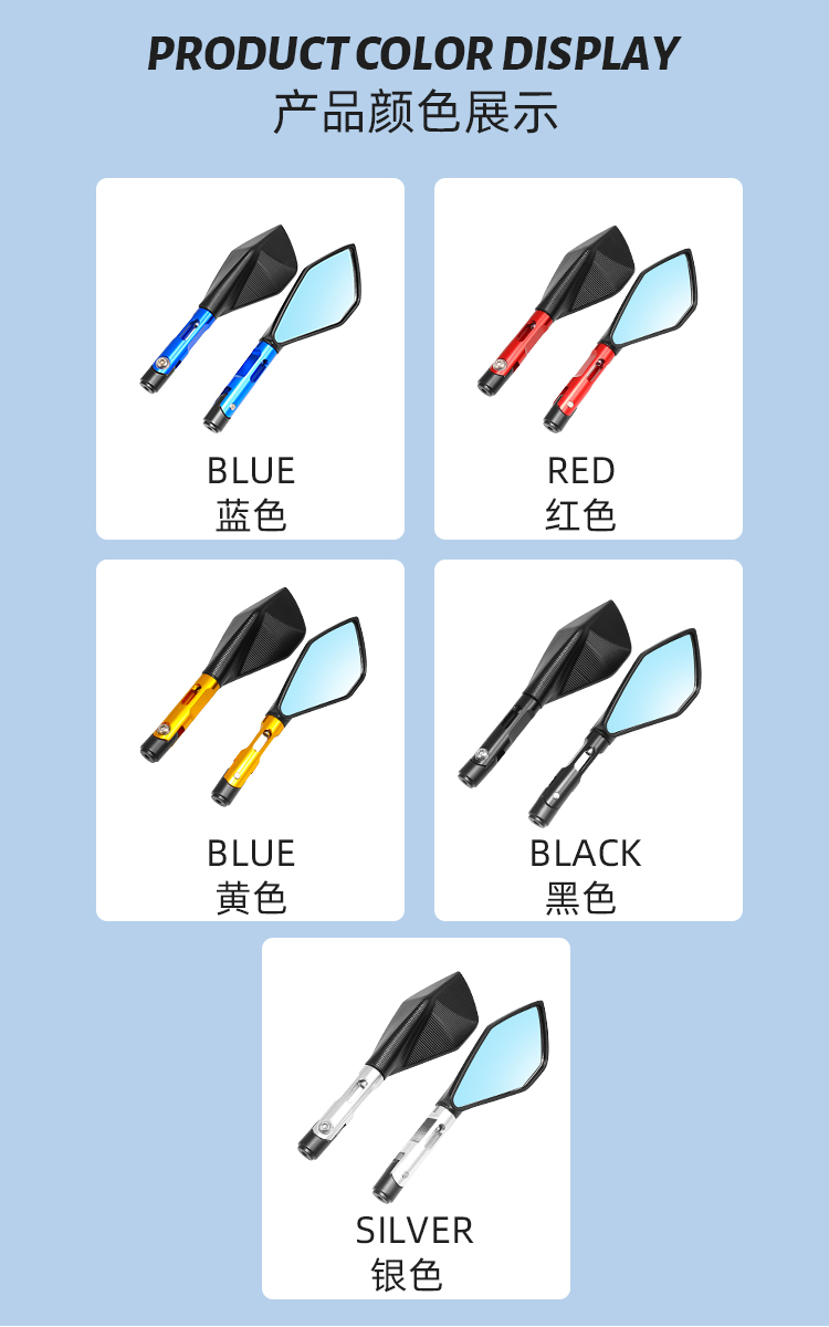 UNIVERSAL SIDE MIRROR ALLOY CNC MOTORCYCLE REARVIEW MIRROR CERMIN SISI ...