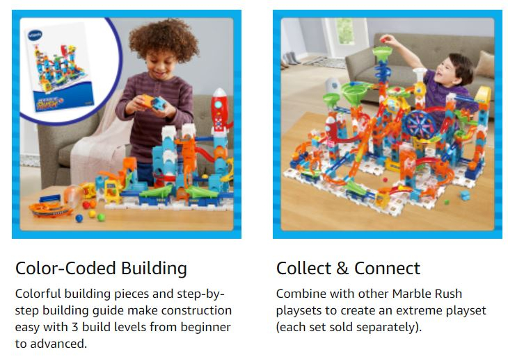 VTech 89 Pcs Marble Rush LaunchPad Set Marble Run Tracks Building Block ...