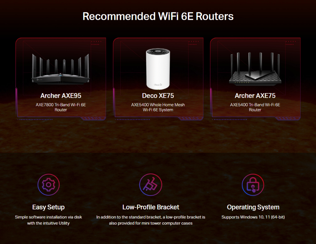 TP-Link Archer TXE75E AXE5400 Wi-Fi 6E Bluetooth 5.2 PCIe Adapter ...