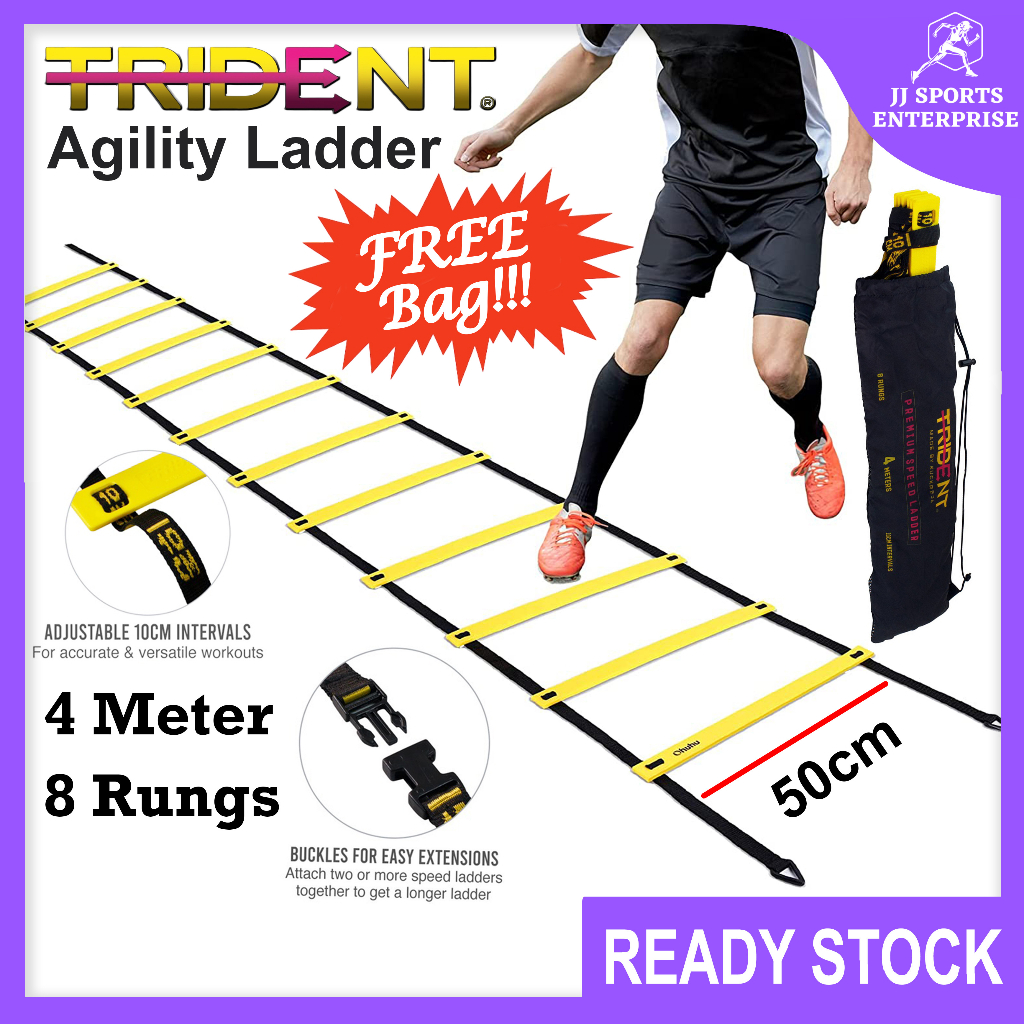 Trident Master Premium Speed Ladder (4 Meter / 8 Rungs) Agility Ladder ...