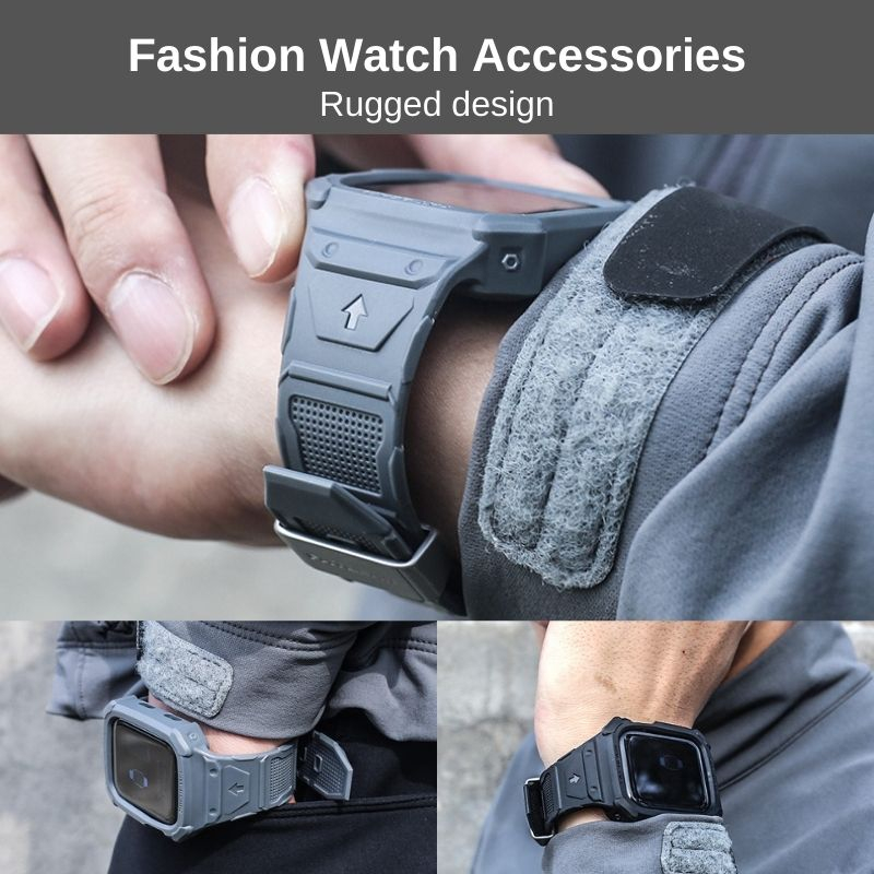 FATBEAR SILICONE RUBBER 2 in 1 Case Strap Watch Band Cover for iWatch ...