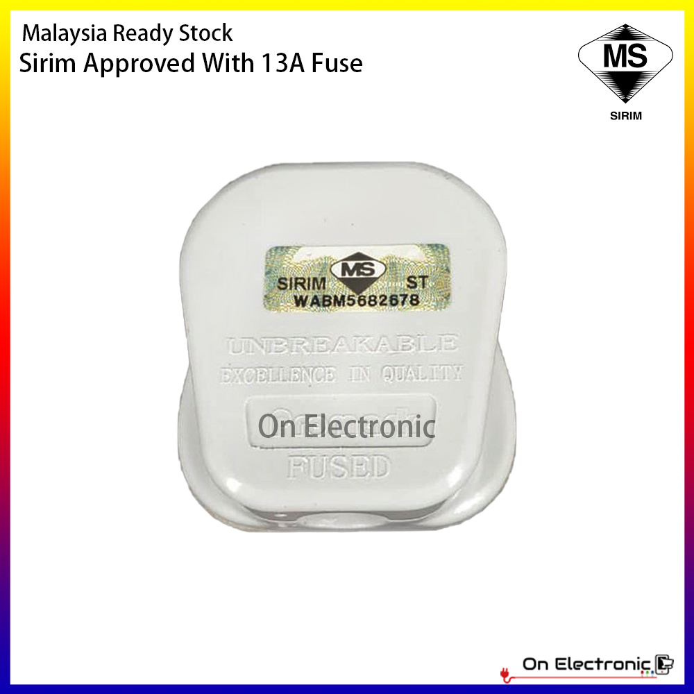 13A 3 PIN PLUG TOP SIRIM APPROVED UK PLUG TOP UK WHITE UNBREAKABLE | Shopee Malaysia