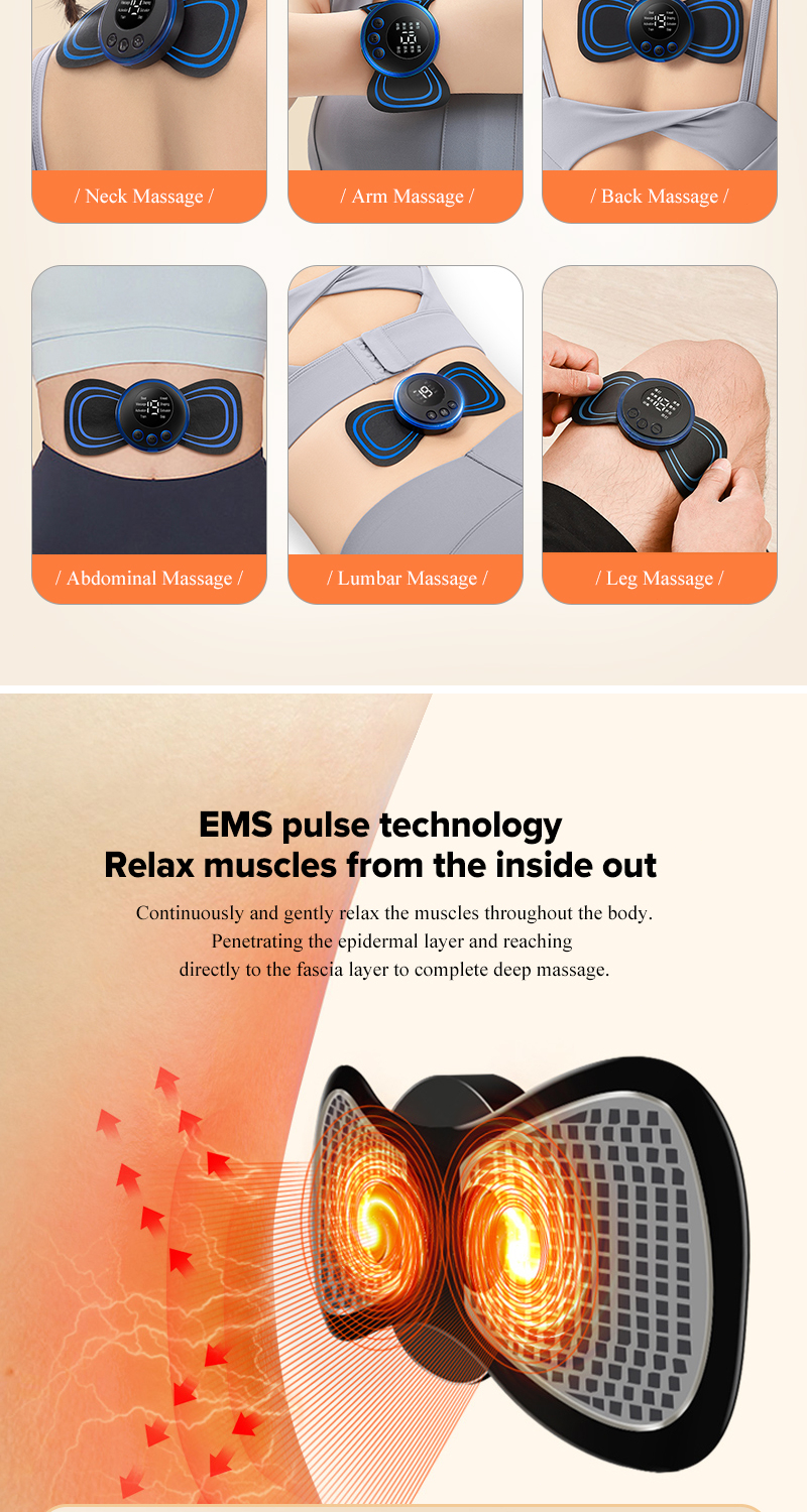 EMS Cervical Massage Stickers Portable Electric Pulse Neck Massager ...