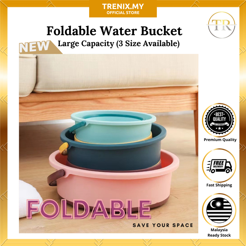 🆕 Foldable Water Bucket Pail Washing Cleaning Tong Baldi Lipat Large ...