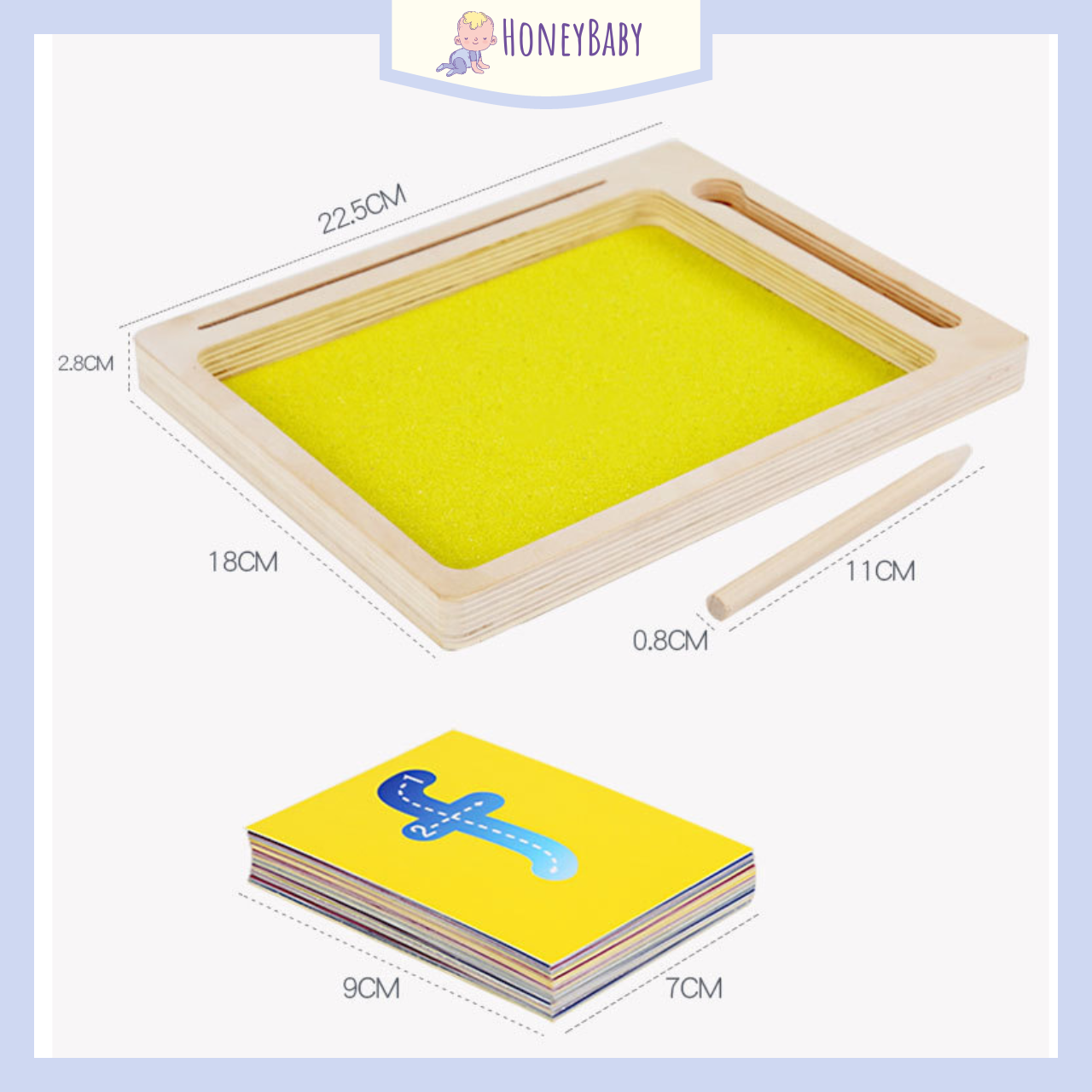 HONEYBABY Sand Tracing Tray Wooden Montessori Sand Tray With Lid For ...