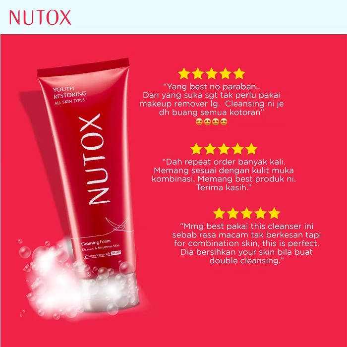 NUTOX Youth Restoring Cleansing Foam - All Skin Types (100ml) Cleanses ...