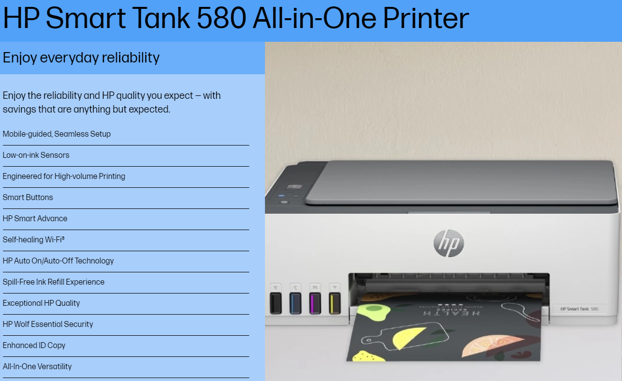HP Ink Tank Wireless 415 / HP SMART TANK 580 (WIRELESS) / 520 (USB ...