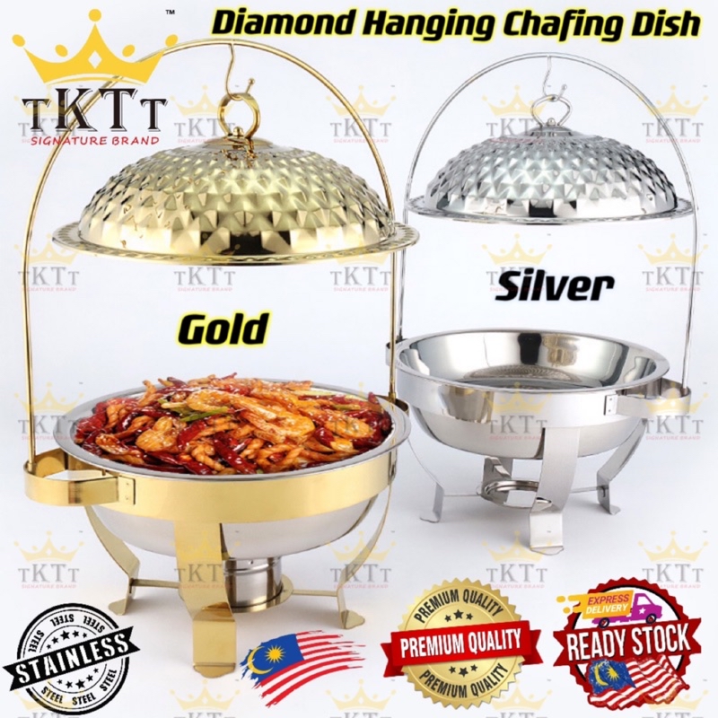 TKTT 4.5 Litres Diamond Hanging Dome Chafing Dish Chafer Buffet Tray ...