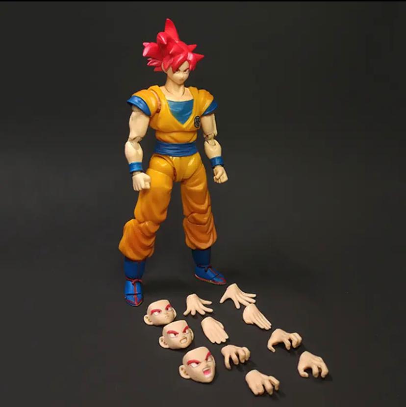 Dragon Ball Anime SHF Super Saiyan God Son Goku Red Hair Action Figure ...