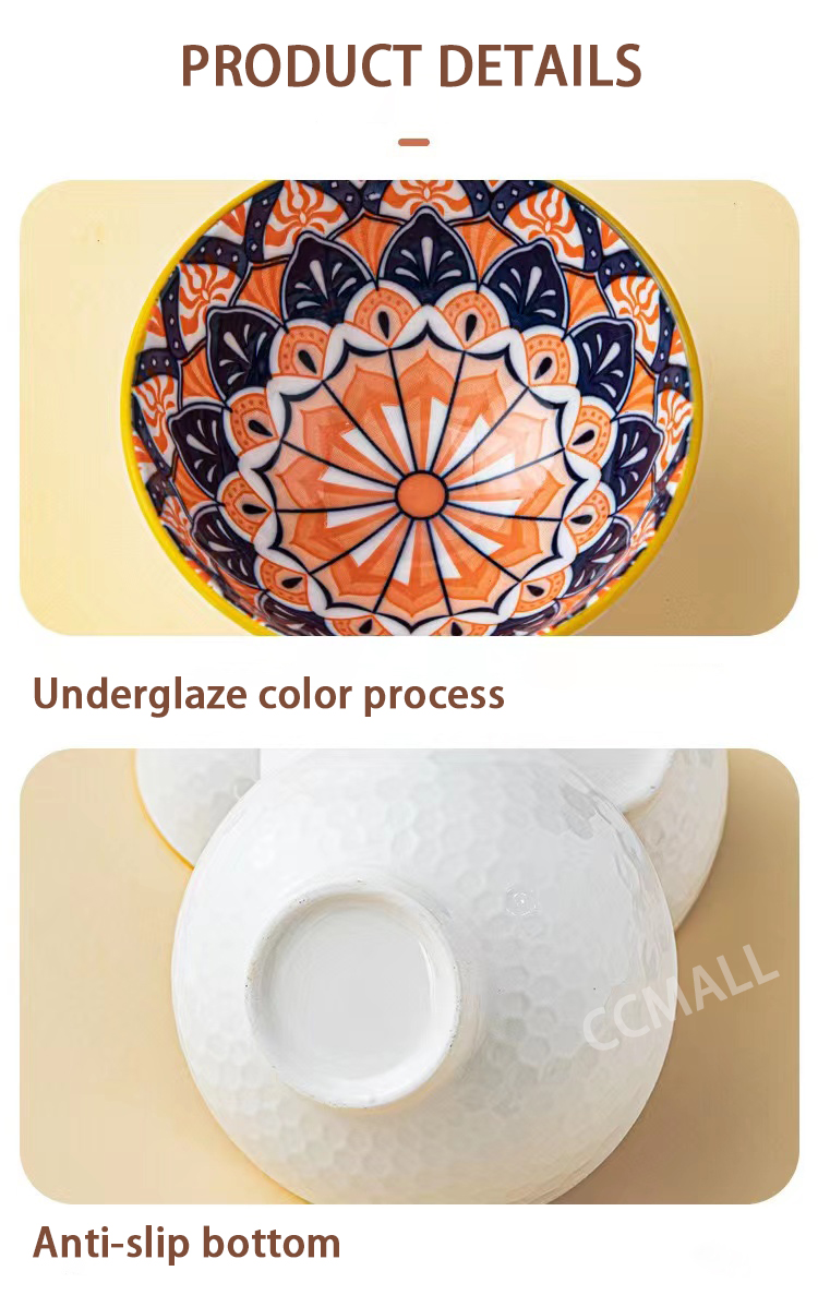 Bohemian Style Rice Bowl Porcelain Bowl Ceramic Bowl Mangkuk Keramik ...