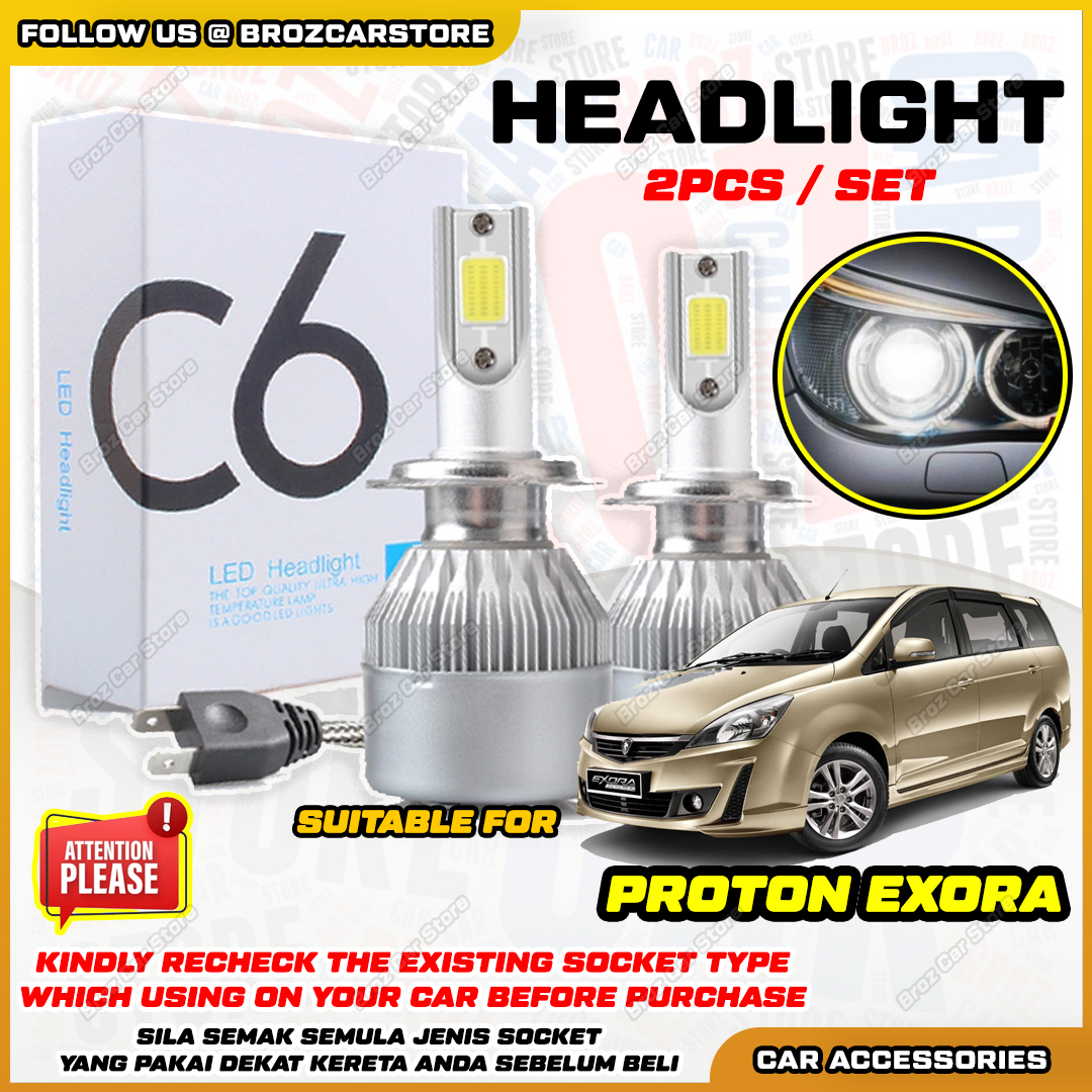 💡 Proton Exora ( Head Lamp ) C6 LED Light Car/Motor Headlight Auto Head ...