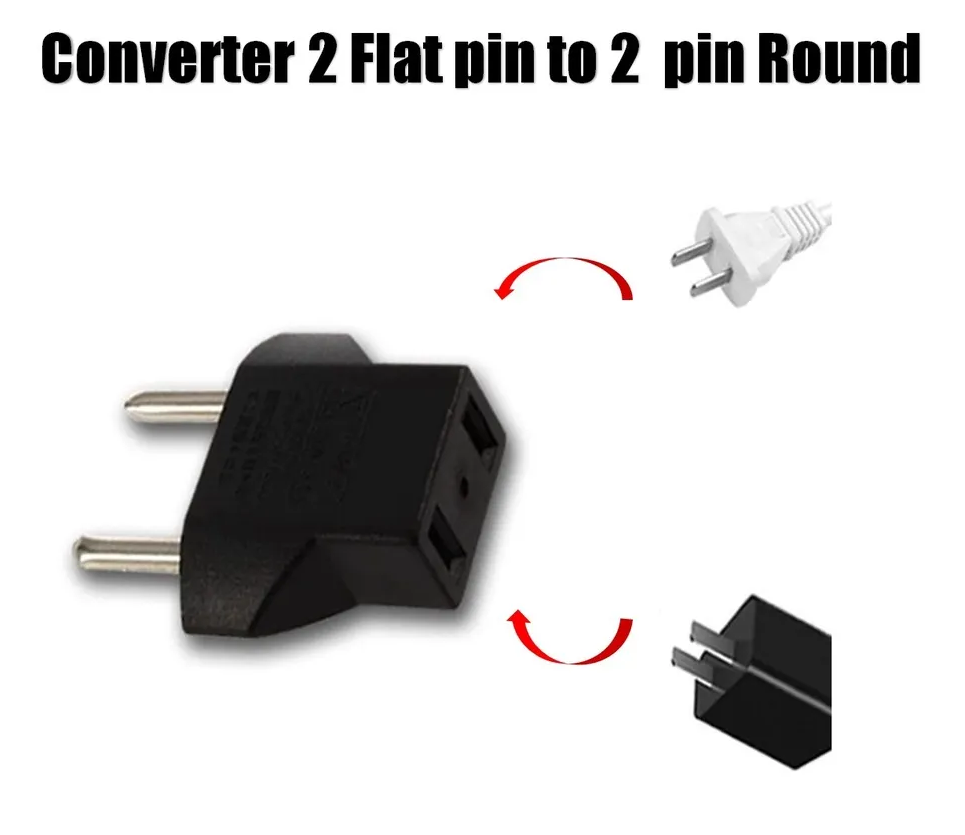 2 Pin Plug adapter Converter US Input to EU Malaysia Output Round Plug ...