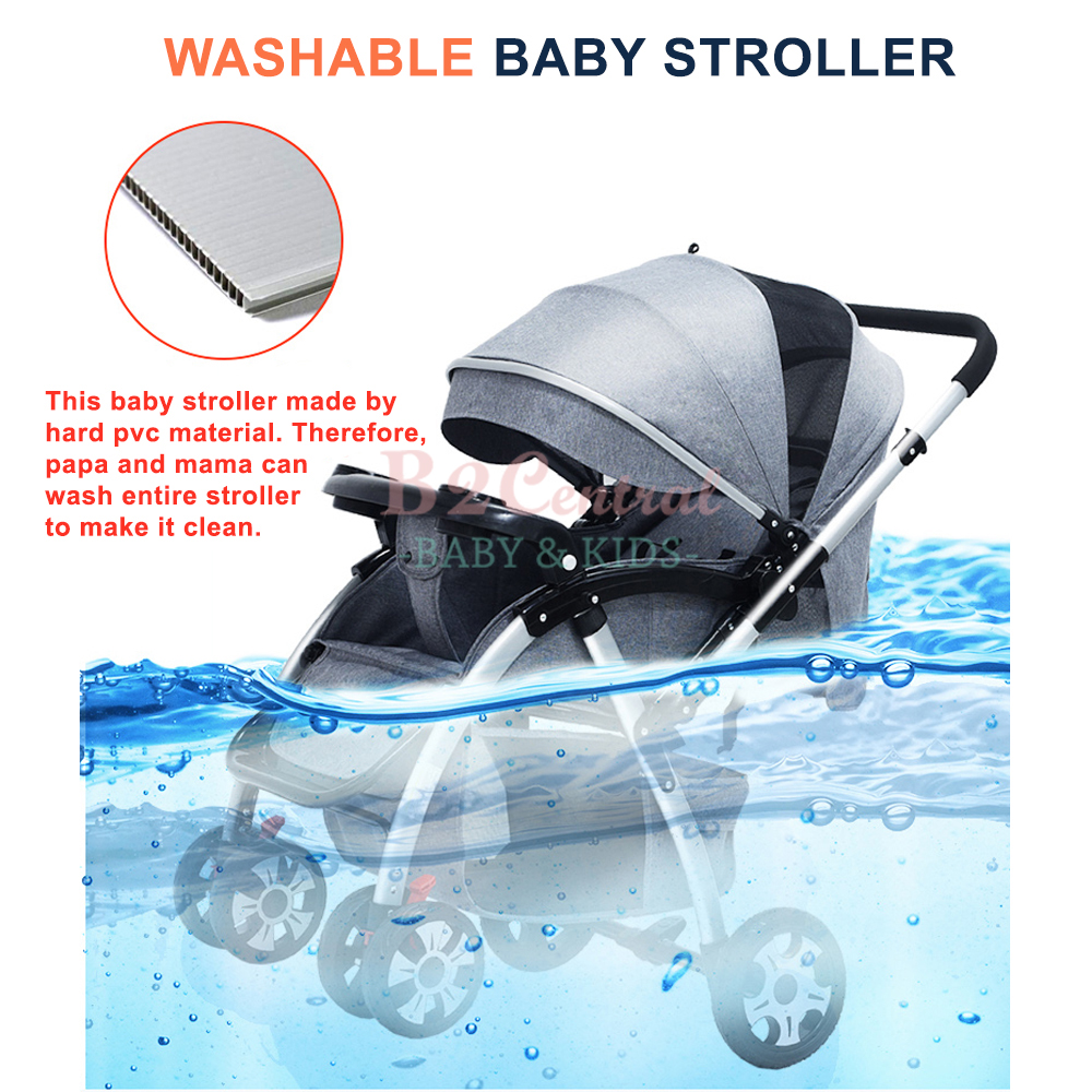 Premium Foldable Stroller Two Way with Big Shade Reverso Kids Compact ...