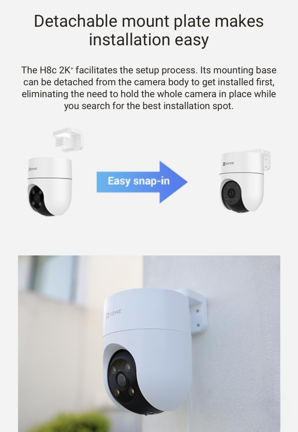 EZVIZ H8c Pro 4K 8MP & H8c 2MP Outdoor Security 360 Pan Tilt WiFi CCTV ...