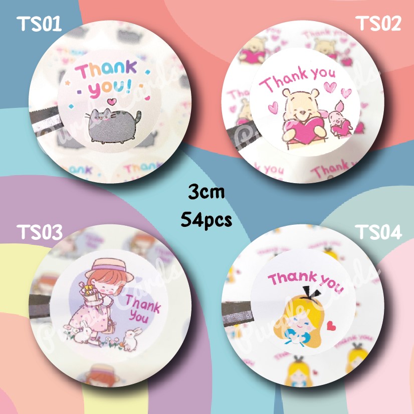 Thank You Stickers Round Shape / Birthday Sticker Sticker Hari jadi ...