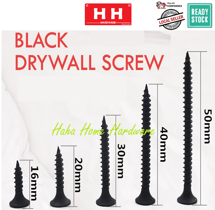 Skru Tajam Hitam (1 Box) Quality Black Dry Wall Drywall Screw Driving ...