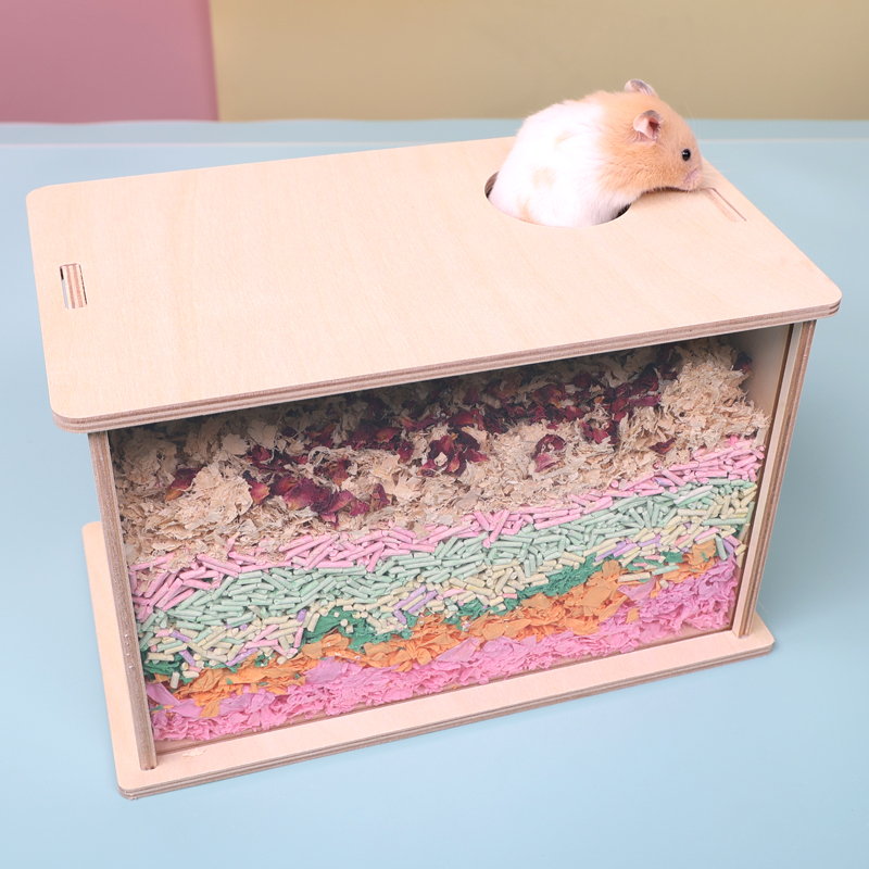 Hamster Wooden Acrylic Exploration Digging Box Hideout Room | Shopee ...