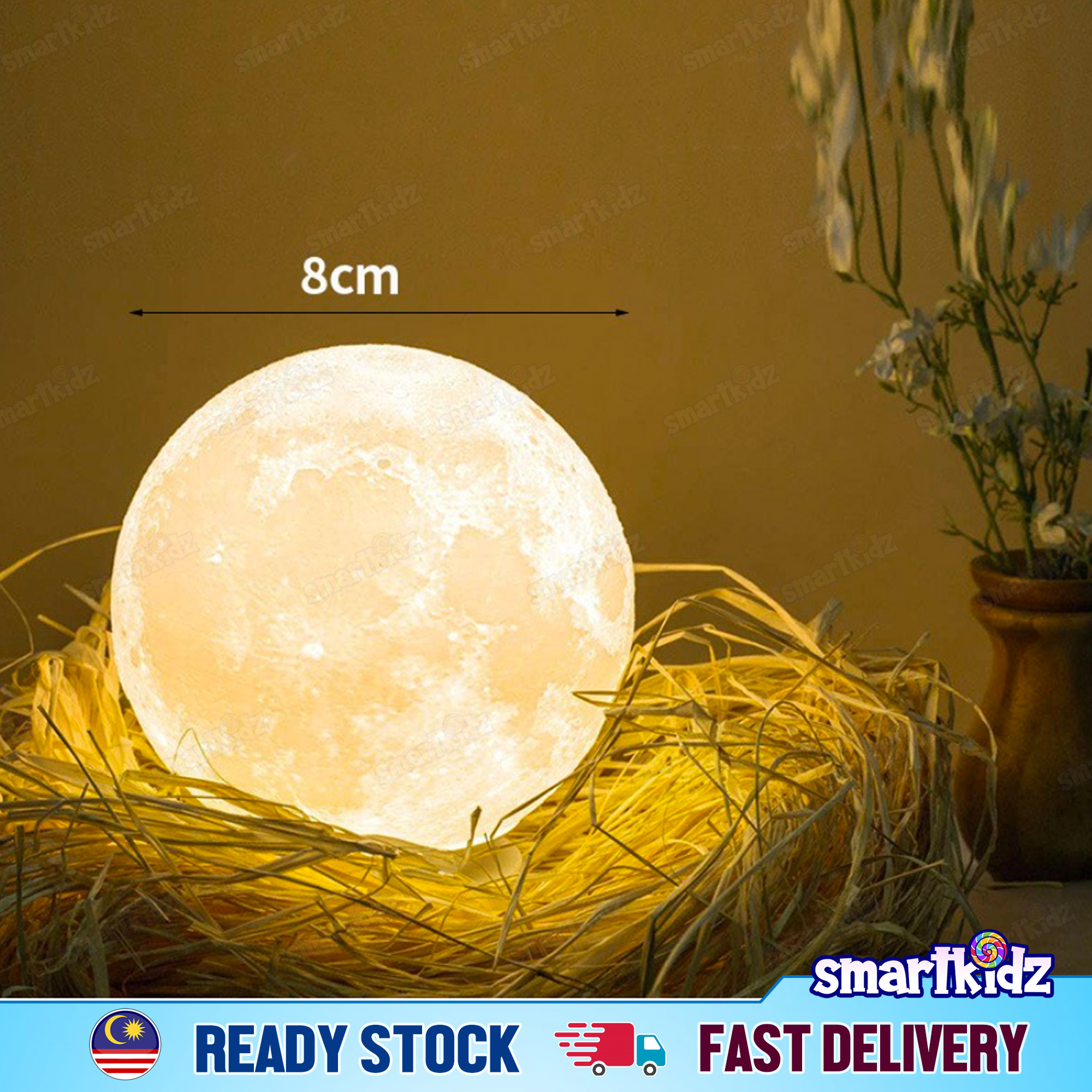 [1box] 8cm 3D LED Moon Light Lamp | Bulan LED | Lunar Light | Lamp ...