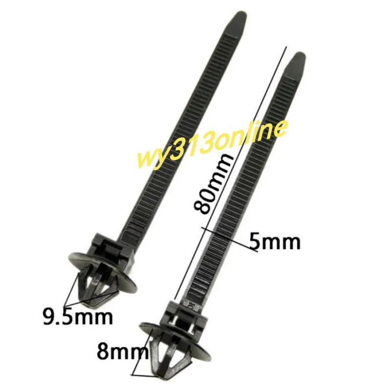 (10pcs) Car Cable Fastening Ties Black Nylon Car Auto Cable Strap Push Mount Wire Tie Ratainer ...