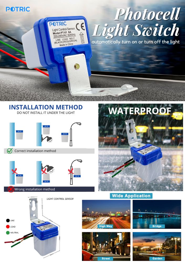 Auto On Off Photocell 6A Automatic Light Switch Photoswitch Street ...