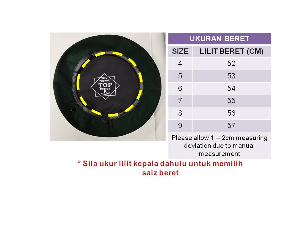 BERET TKRS KRS BSMM KADET BOMBA + LENCANA TOPI (1 SET) | Shopee Malaysia