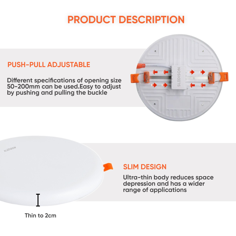 【PROMO】SL EDISON 24W 7" Recessed LED Panel Light Lampu Downlight 3 ...