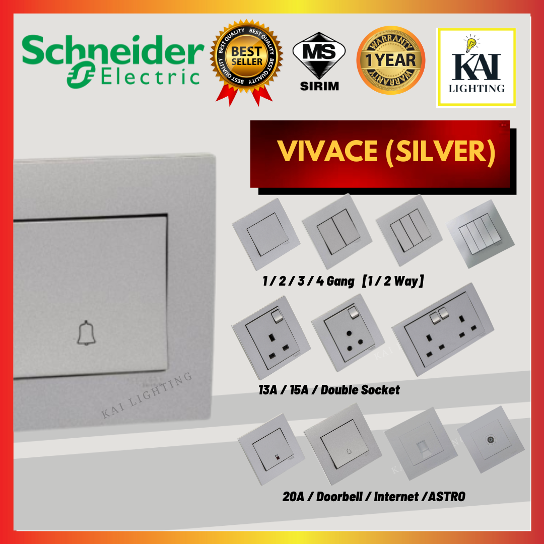 💥PROMOTION💥 SIRIM Schneider Vivace Switches Silver KB15 KB31/1 KB32/1 ...