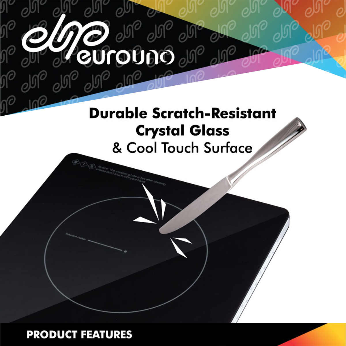 Euro Uno Induction Cooker 2000W High Power Slim Design 8 Preset ...