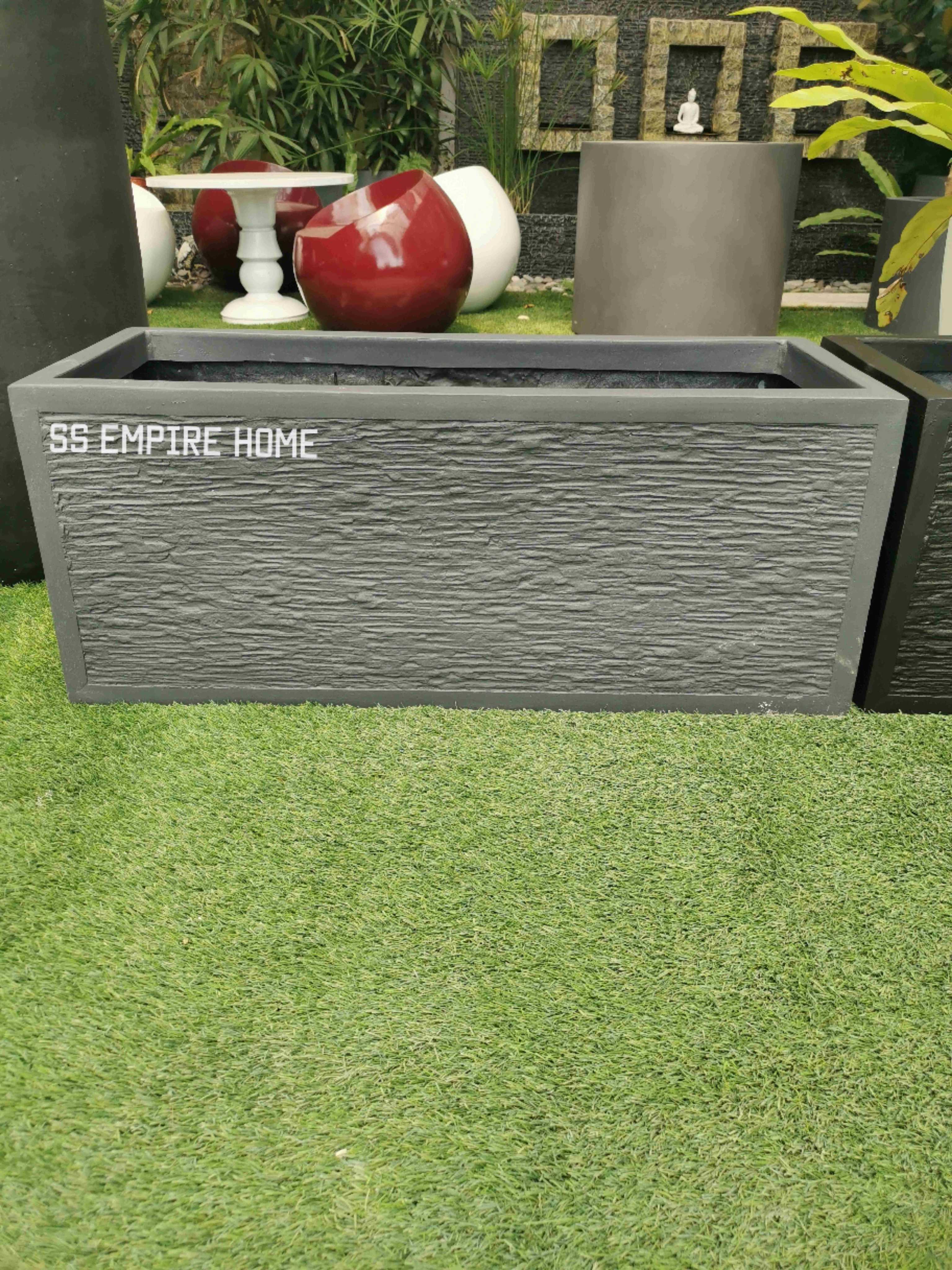 RUDI PB7 Grey Black Texture Planter box Fiberglass Flower Pot Pasu ...