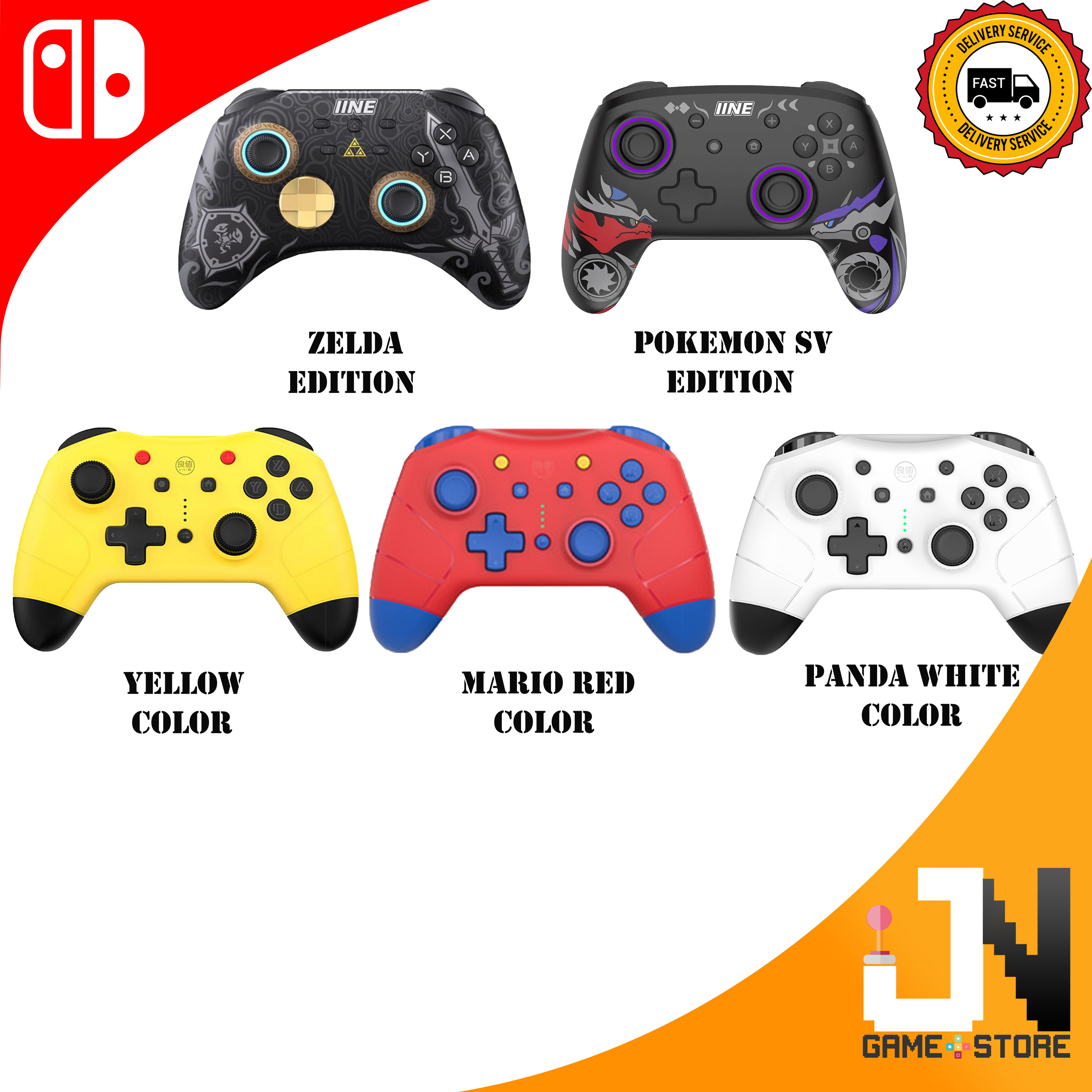 IINE Nintendo Switch Wireless Pro Controller Mario Red/Yellow/Panda ...