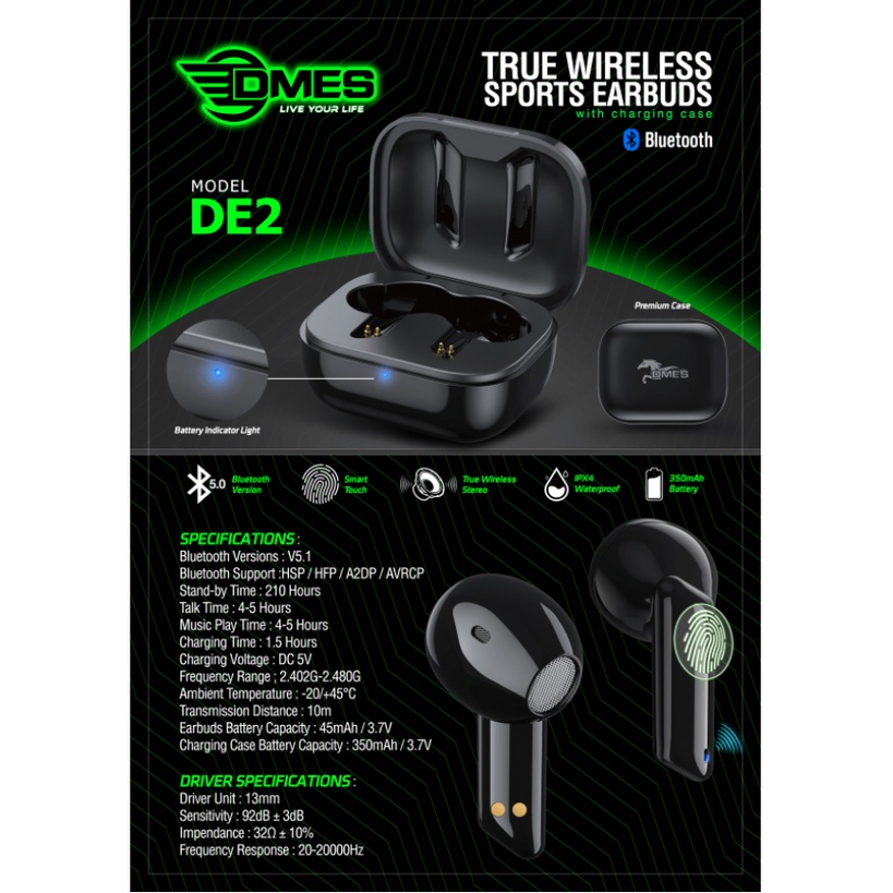 DMES True Wireless Earbuds Series with charging case - DE1/DE2/DE3/DE5 ...