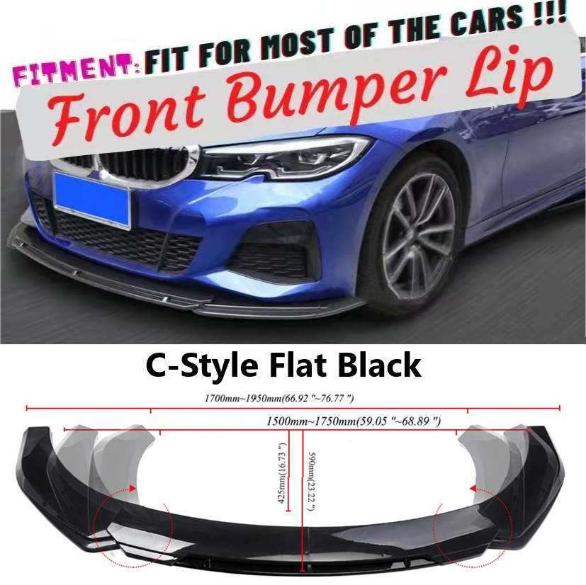 Car Universal depan Bumper Diffuser Lip Wrap Angle Splitters Black ...