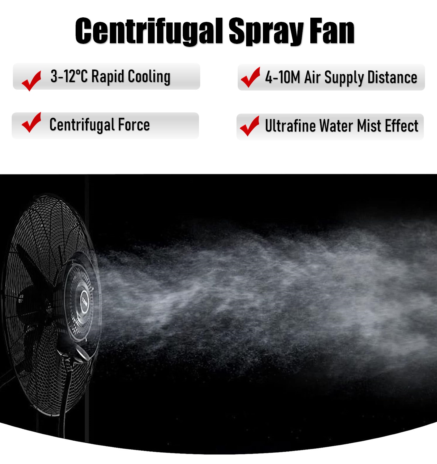 30"/26" Industrial Wall Mounted Mist Fan Auto Refill Water Atomization ...