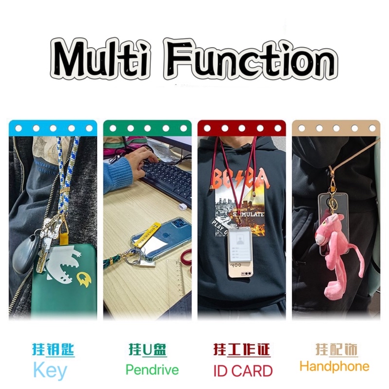 Lanyard Handphone ID card Lanyard Nylon Patch Crossbody Neck Clip Snap ...