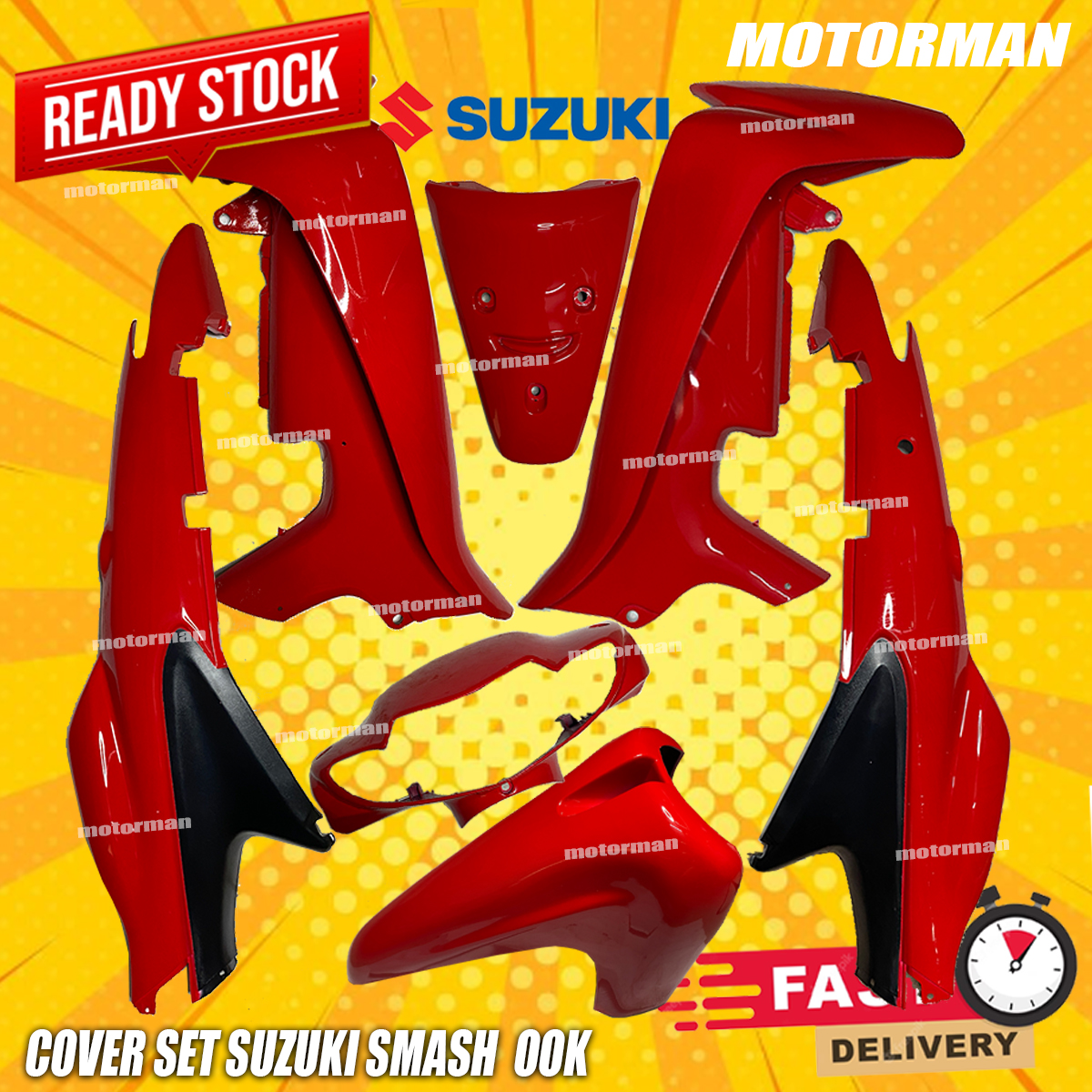 BODY COVER SET (LOCAL) SUZUKI SMASH ALL BLACK/BLUE/OOK | MOTORMAN ...