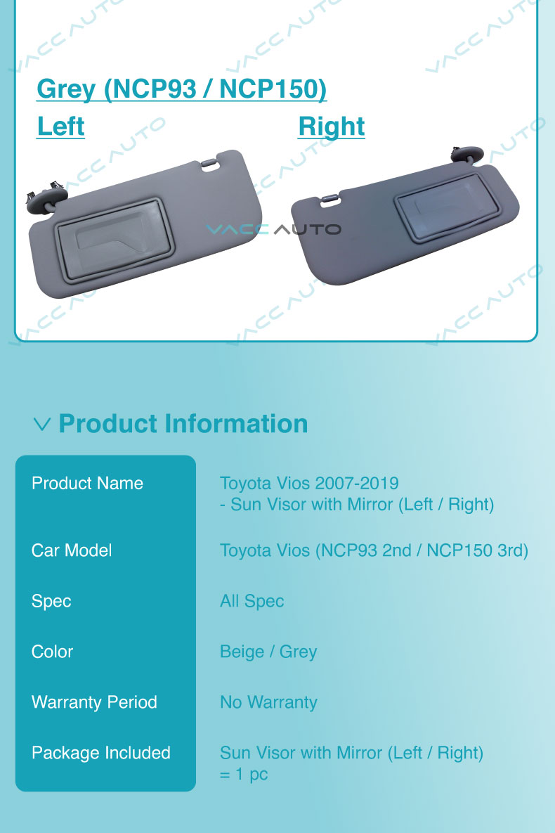 [Original] Toyota Vios NCP93 NCP150 Sun Visor With Mirror Left or Right ...