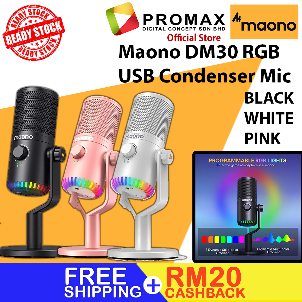 MAONO DM30 RGB Programmable USB Condenser Microphone RGB Mic For ...