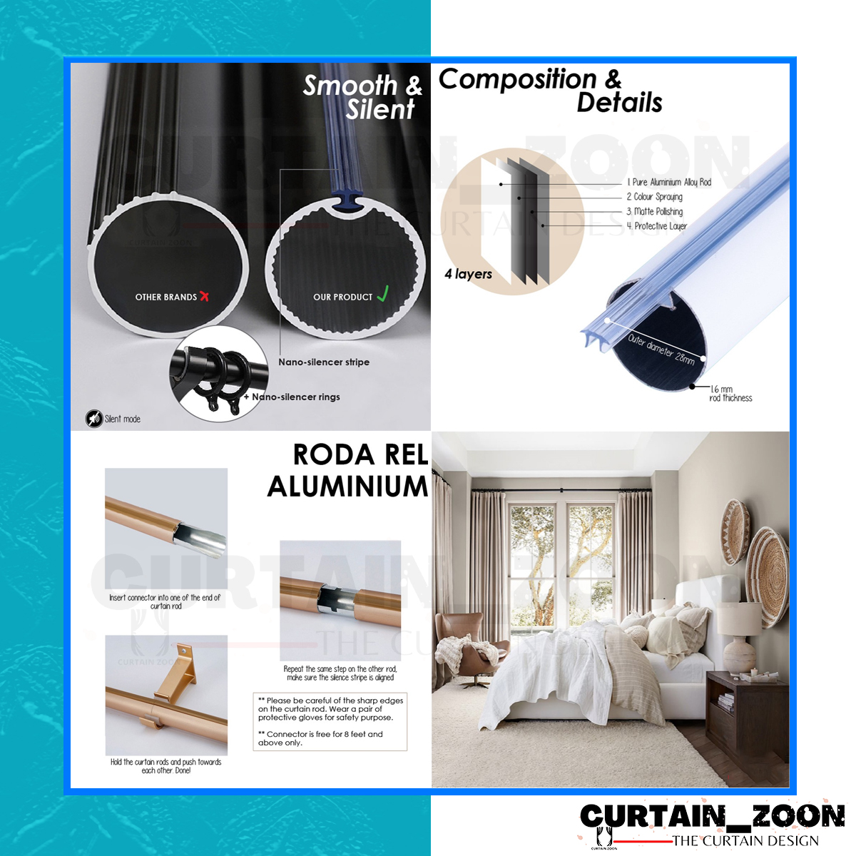 Royal Rod Langsir/Kayu Langsir Aluminium Alloy Single ( Royal Curtain ...