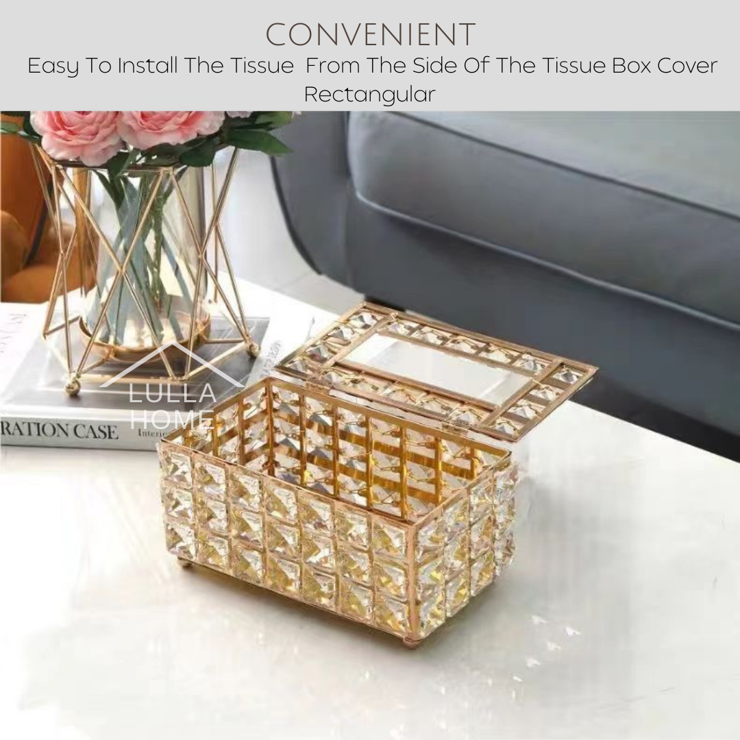 LullaHome Luxury Rectangular Crystal Tissue Box Decorative Facial ...