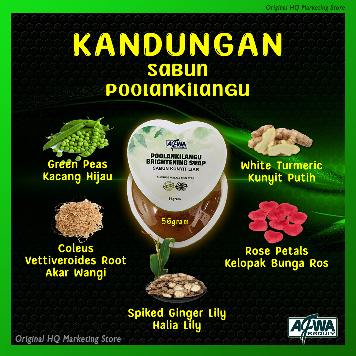 56gram Poolangkilangu Soap Turmeric Sabun Kunyit Putih Whitening ...