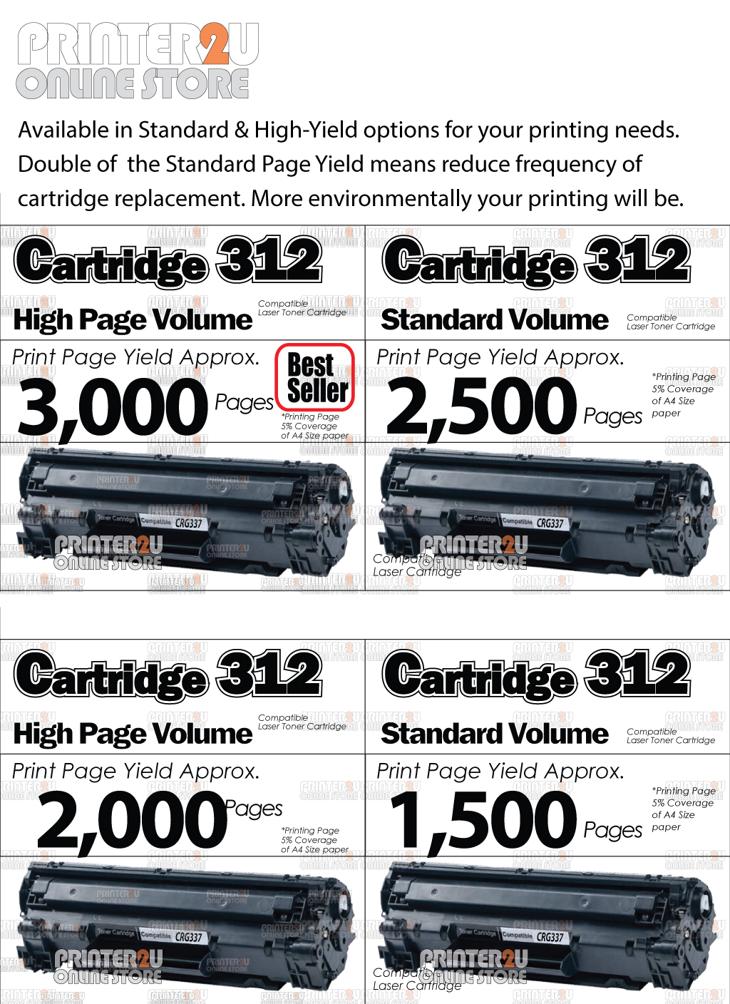 Compatible Canon Cartridge 312 CRG312 LBP-3010 LBP-3018 LBP-3050 LBP ...